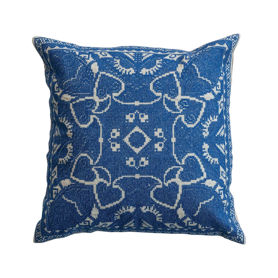 Blue embroidered pillow – Lois Pearl Boutique